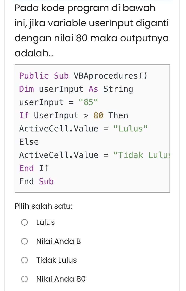 Pada kode program di bawah ini, jika | StudyX