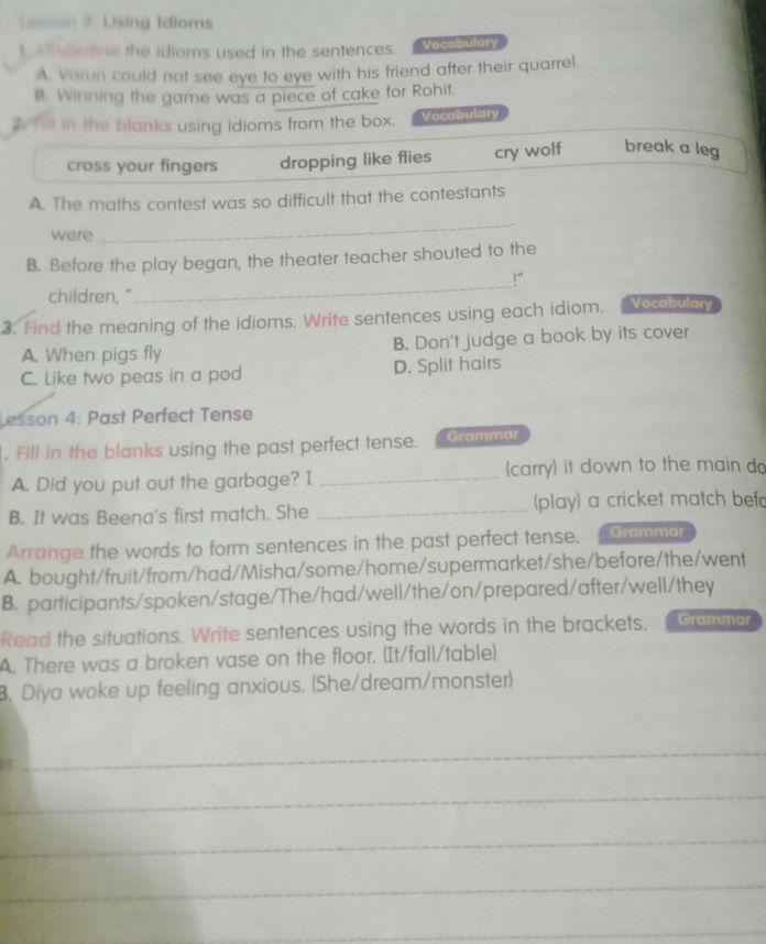 Lesson 3: Using Idioms Underline the idioms | StudyX