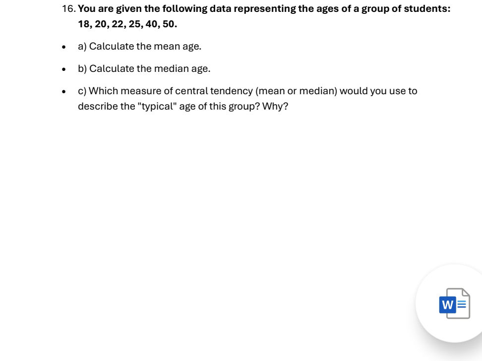 16. You are given the following data | StudyX