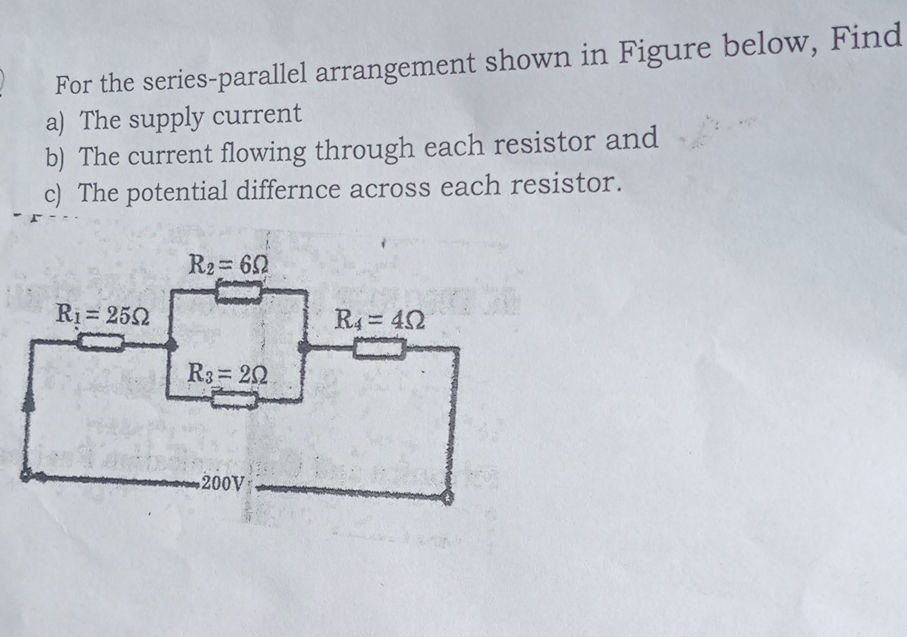 For the series-parallel arrangement shown in | StudyX