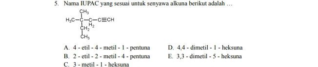 5. Nama IUPAC yang sesuai untuk senyawa | StudyX