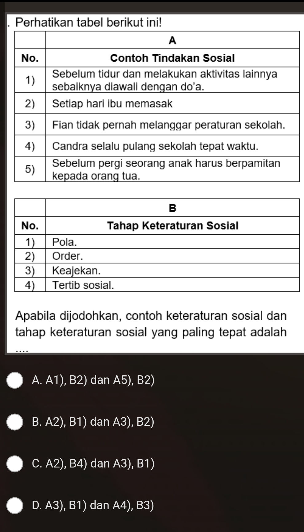 Perhatikan tabel berikut ini! | No. | A | StudyX