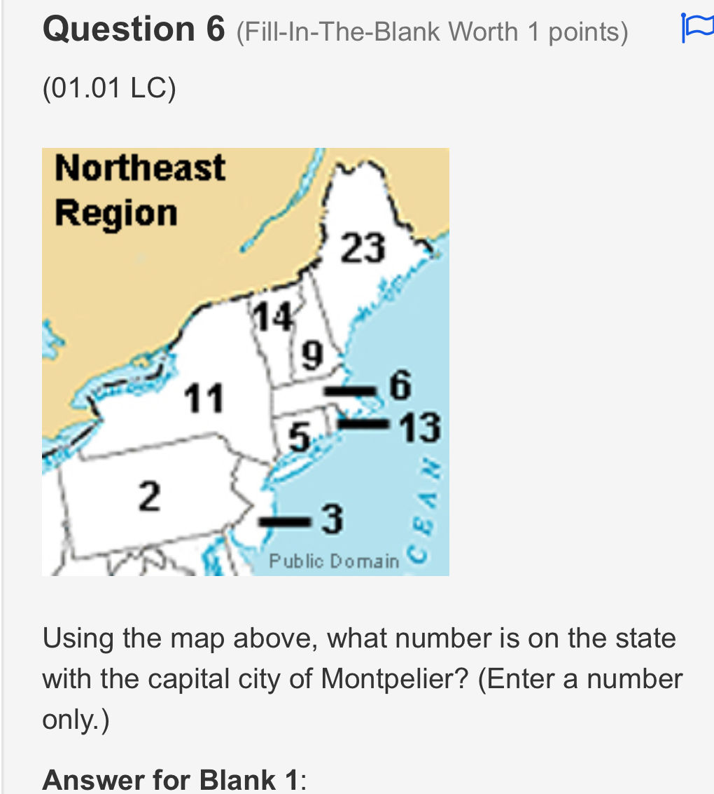 Using the map above, what number is on the | StudyX