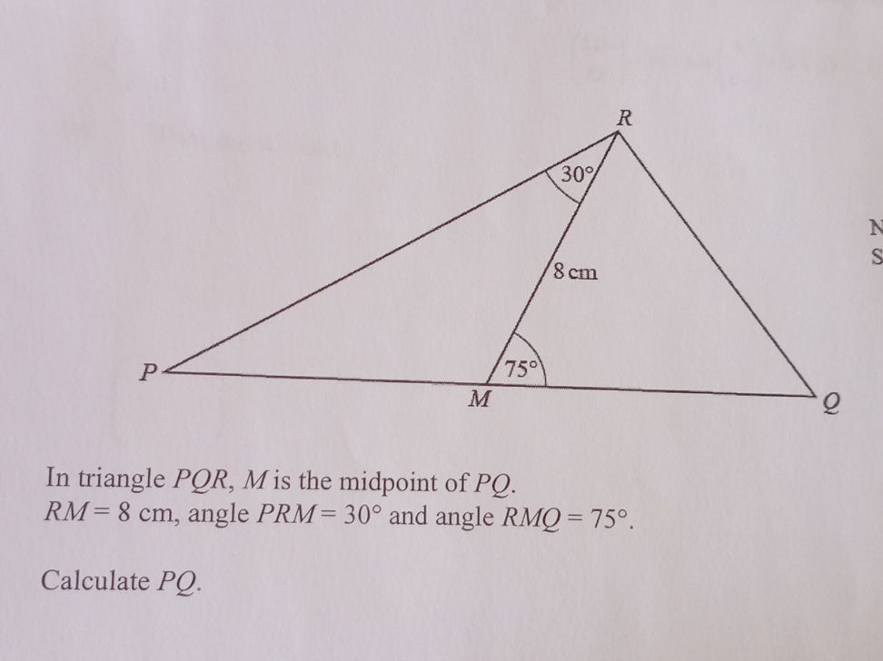 In triangle $PQR$, $M$ is the midpoint of | StudyX