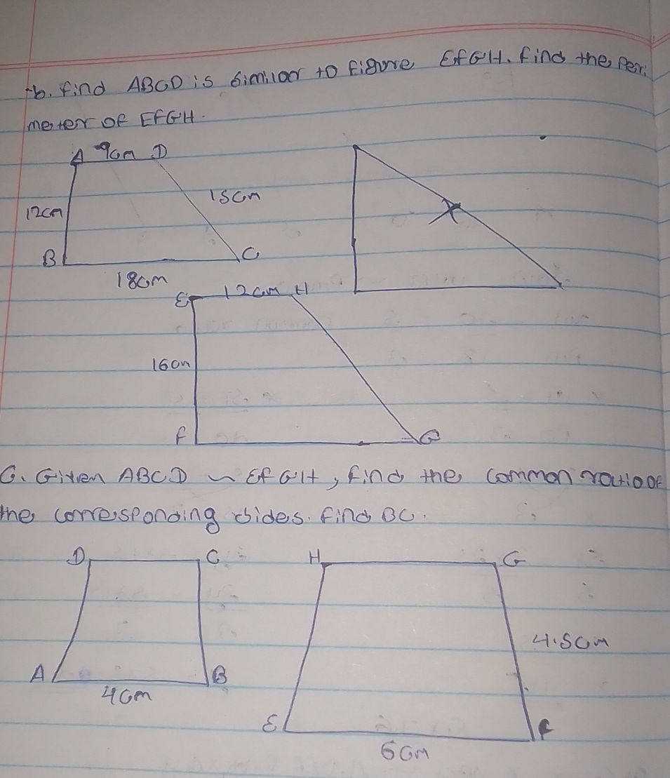 b. find ABGD is similar to figure EfGH. Find | StudyX