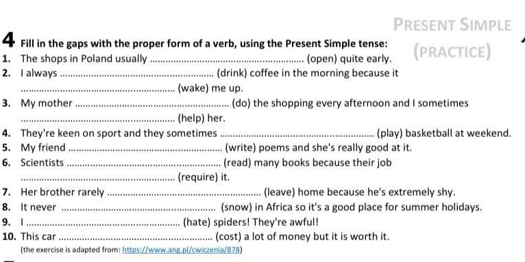4 Fill in the gaps with the proper form of a | StudyX