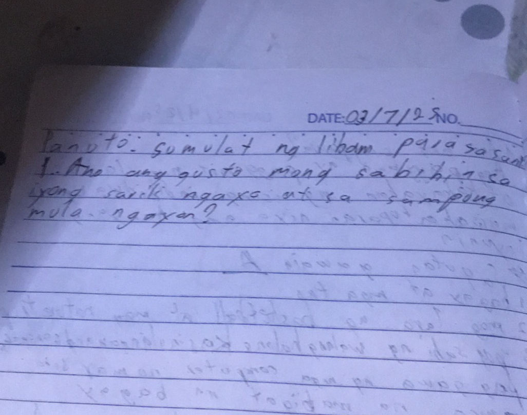 Panuto: sumulat ng liham para sa sunt 1. Ano | StudyX
