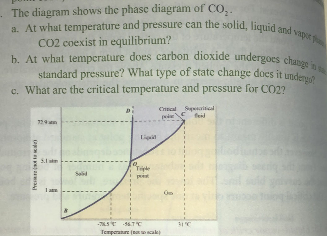 The diagram shows the phase diagram of CO2. | StudyX