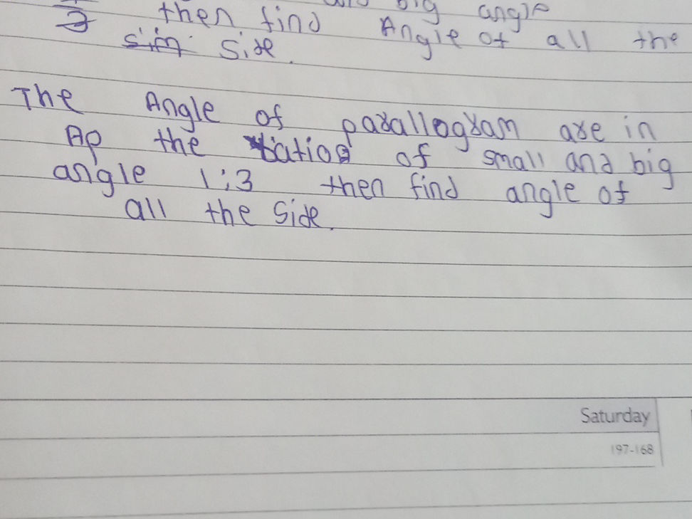 The Angle of parallogram are in the ratio of | StudyX