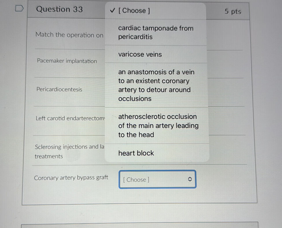 Match the operation on Pacemaker | StudyX