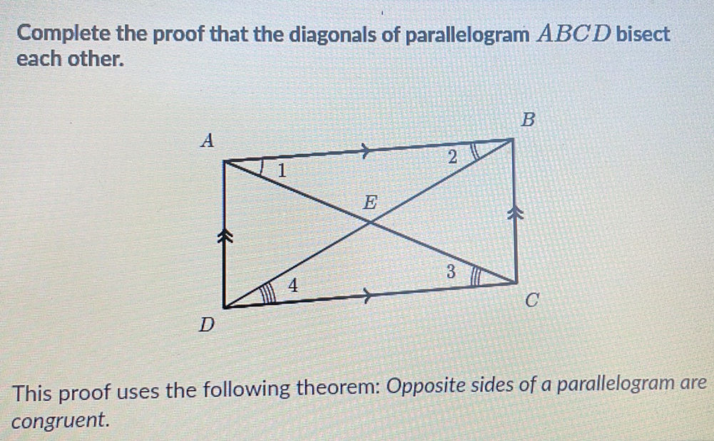 Complete the proof that the diagonals of | StudyX