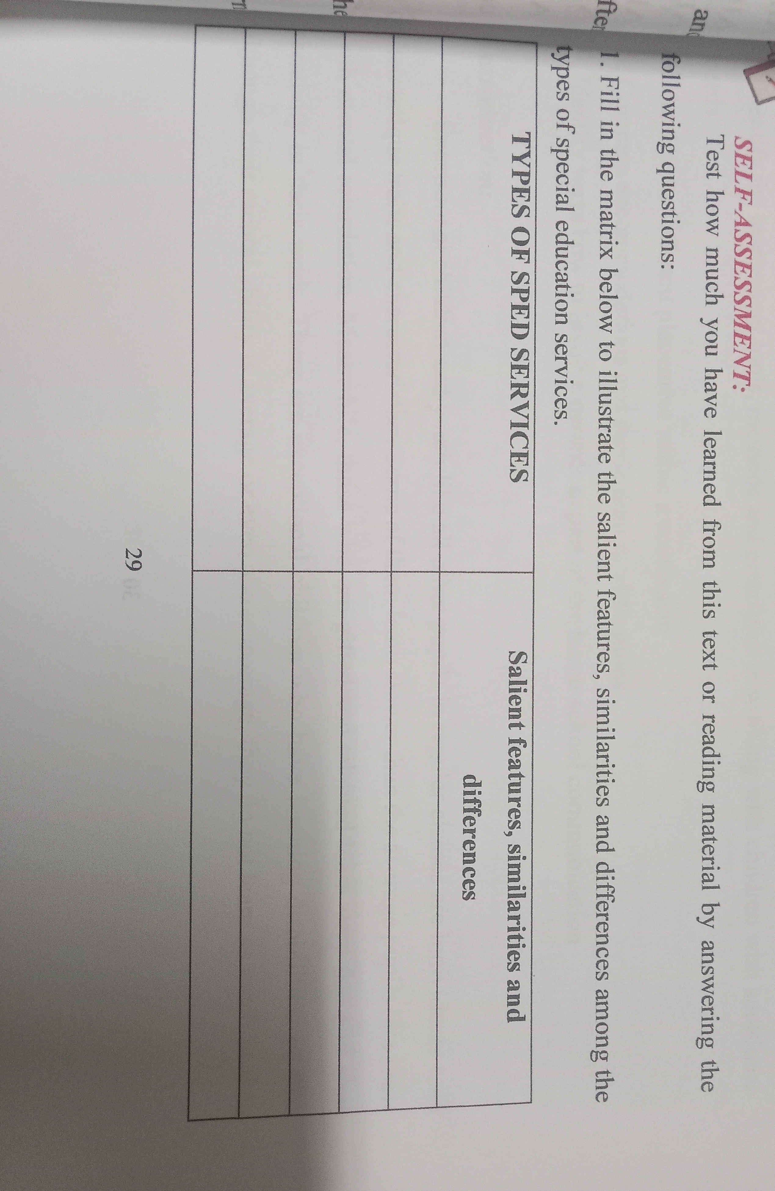 1. Fill in the matrix below to illustrate | StudyX