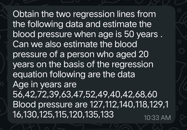 Obtain the two regression lines from the | StudyX