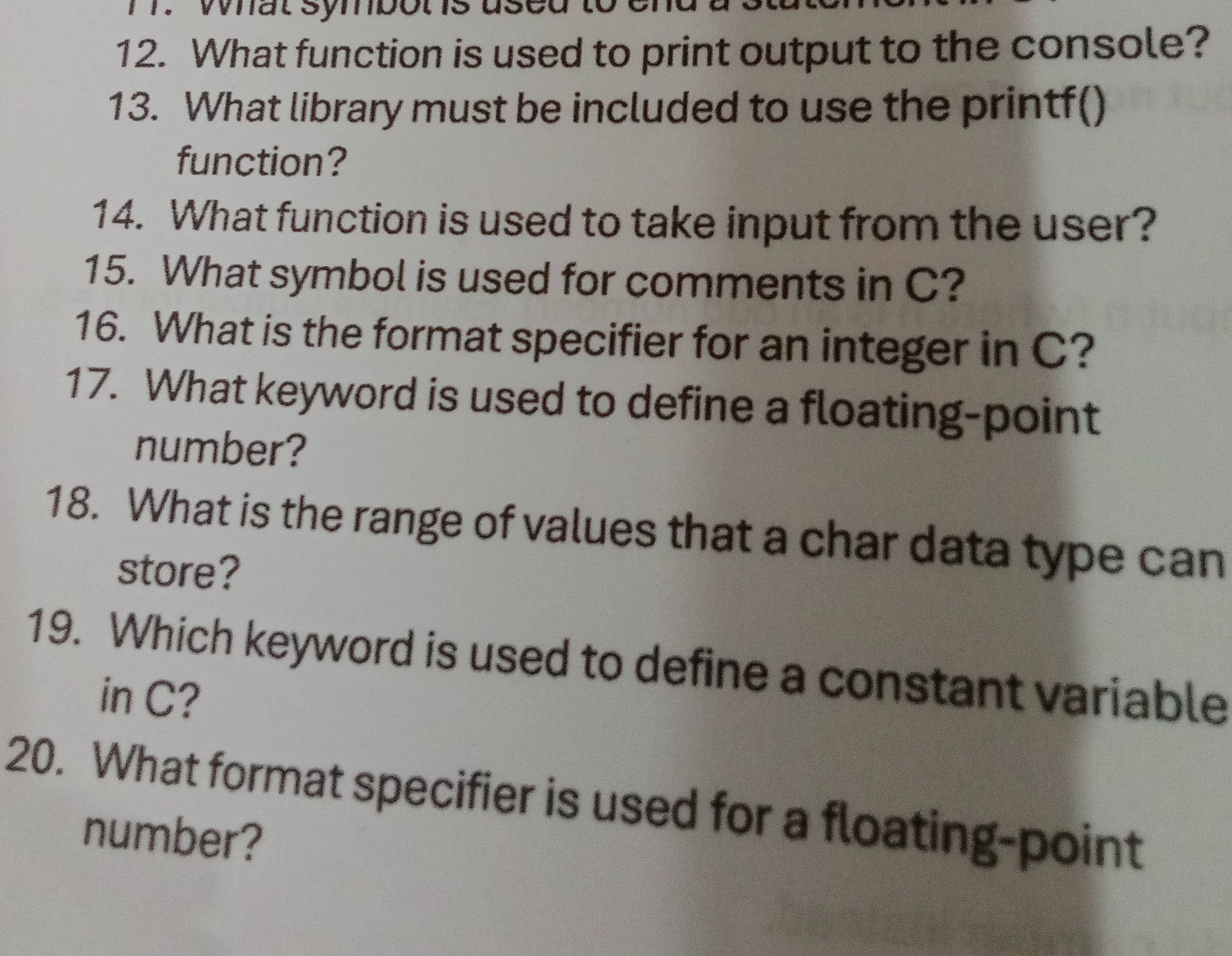 12. What function is used to print output to | StudyX