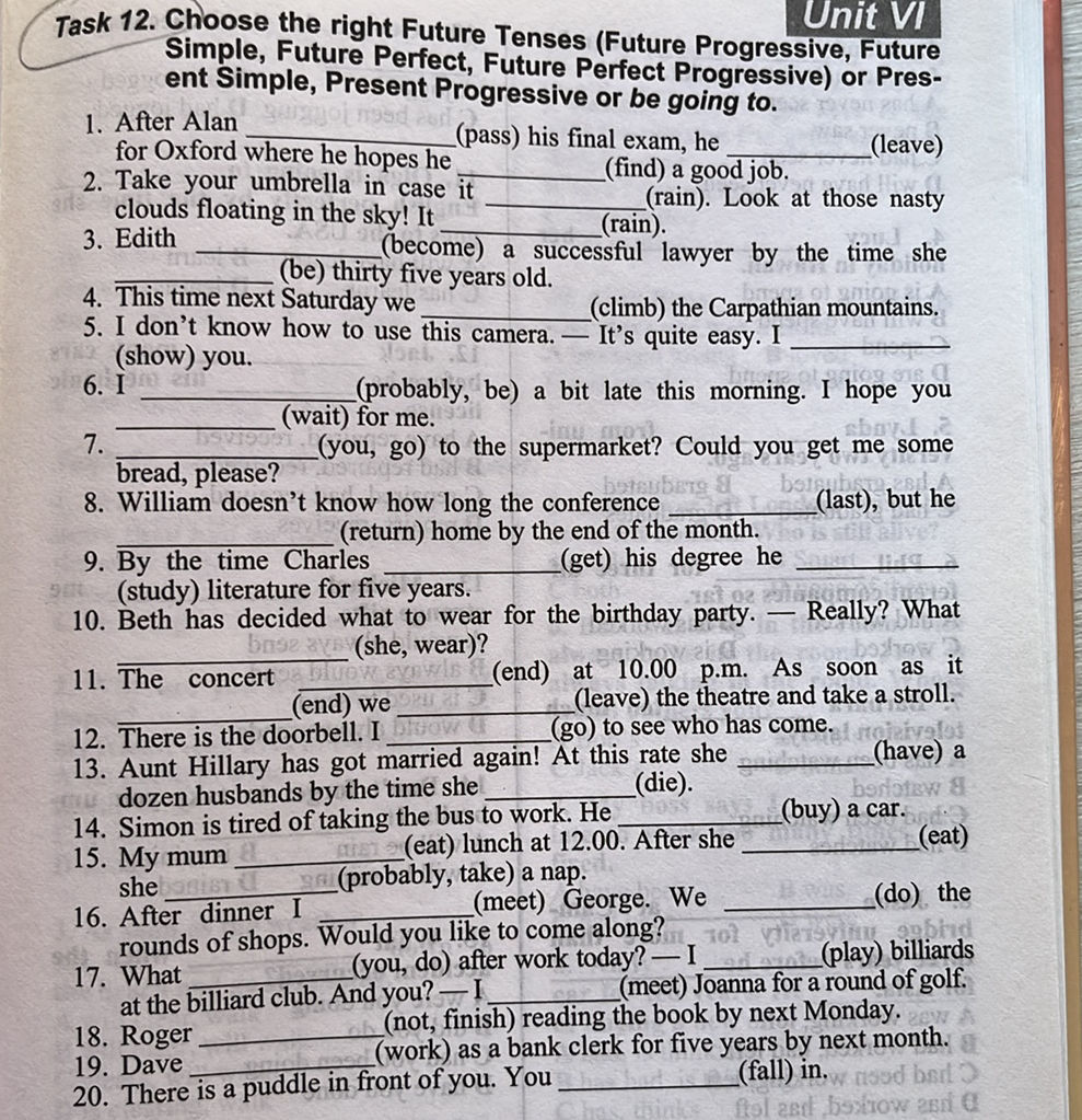 Task 12. Choose the right Future Tenses | StudyX