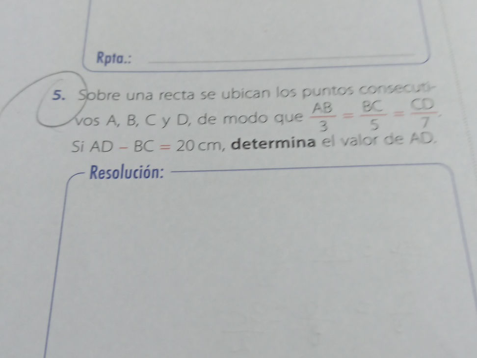 5. Sobre una recta se ubican los puntos | StudyX
