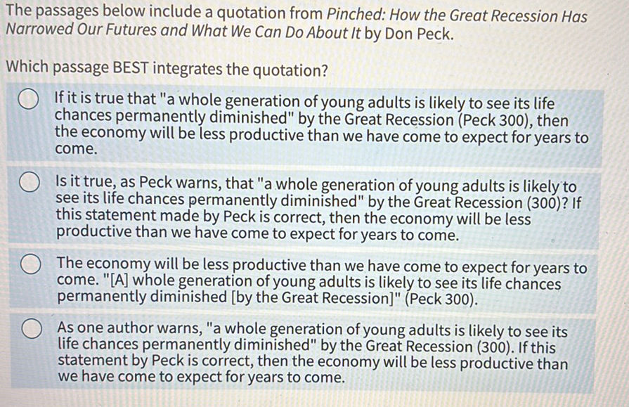 The passages below include a quotation from | StudyX