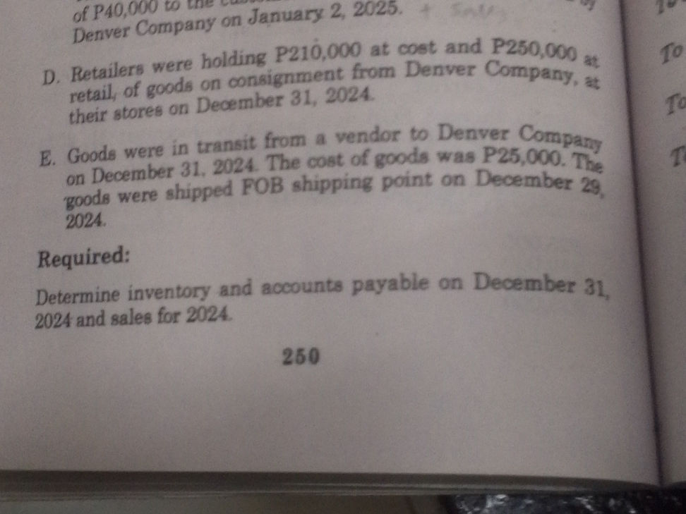 Required: Determine inventory and accounts | StudyX