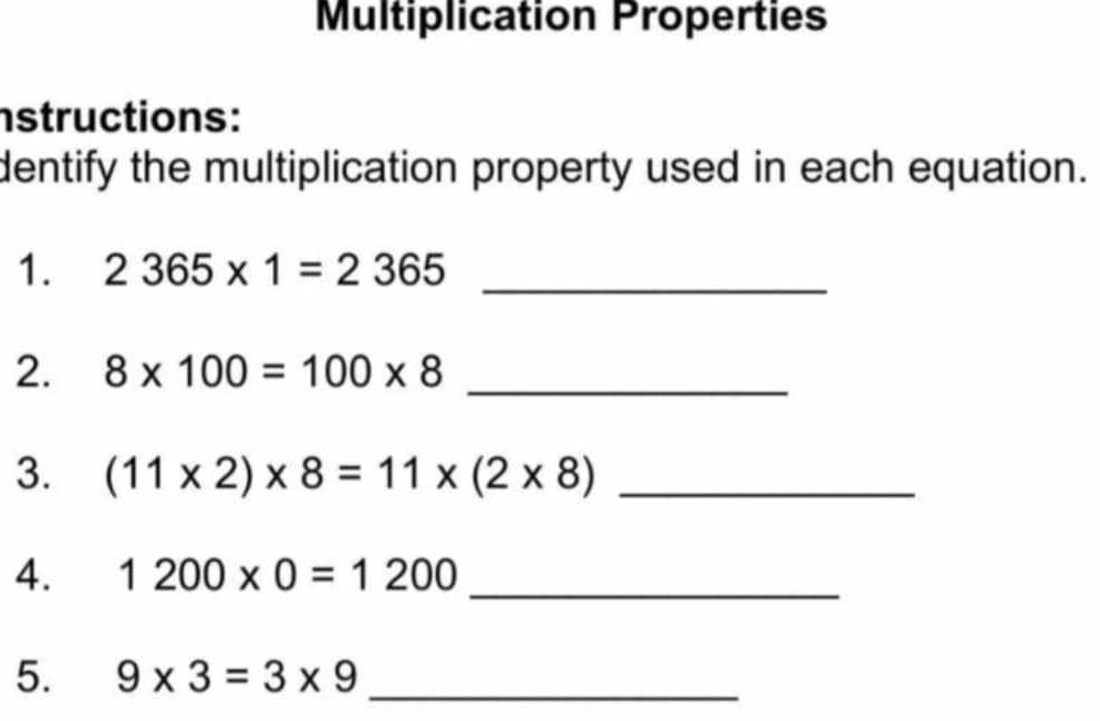 Instructions: Identify the multiplication | StudyX