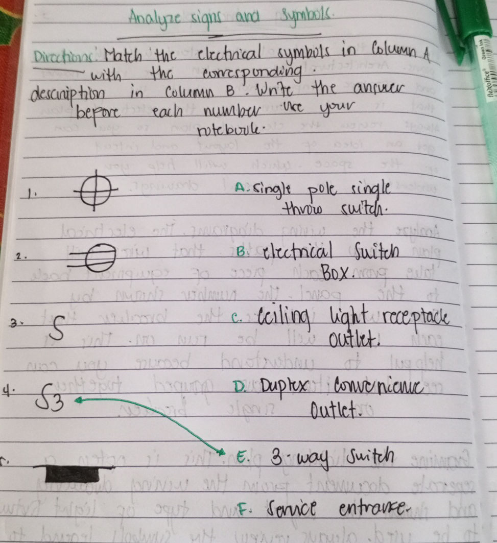 Directions: Match the electrical symbols in | StudyX