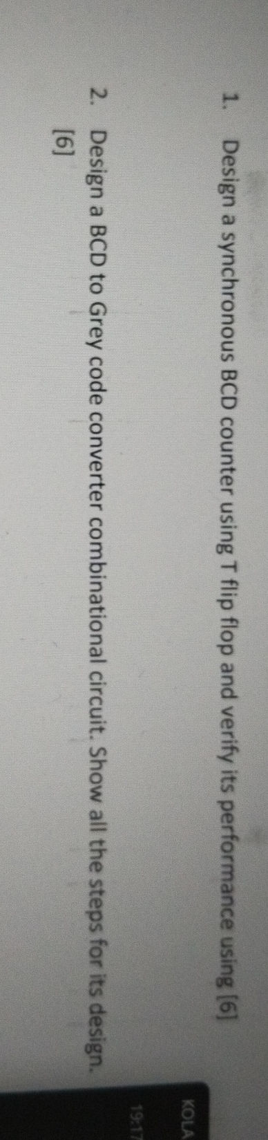 1. Design a synchronous BCD counter using T | StudyX