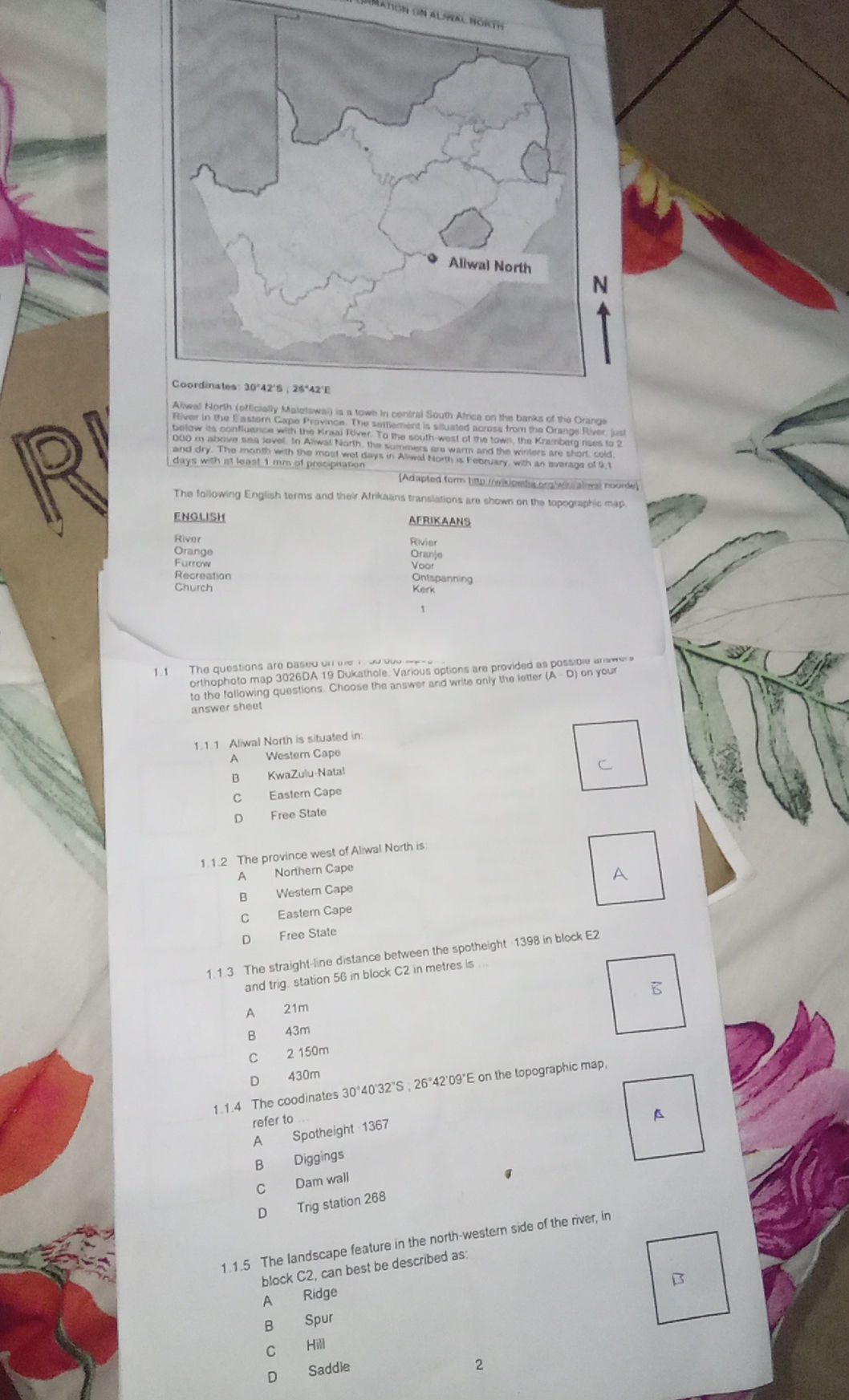 1.1 The questions are based on the | StudyX