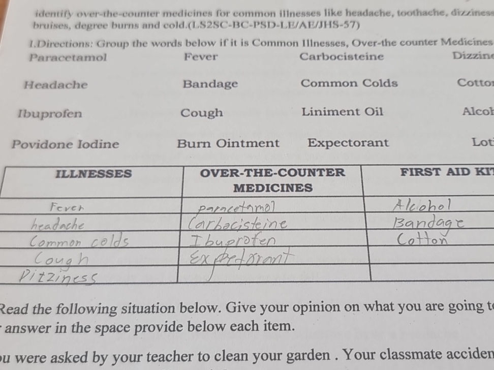 Identify over-the-counter medicines for | StudyX