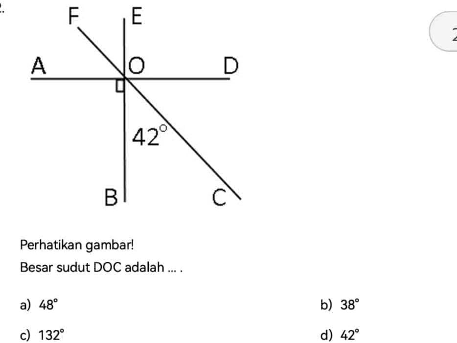 Perhatikan gambar! Besar sudut DOC adalah | StudyX