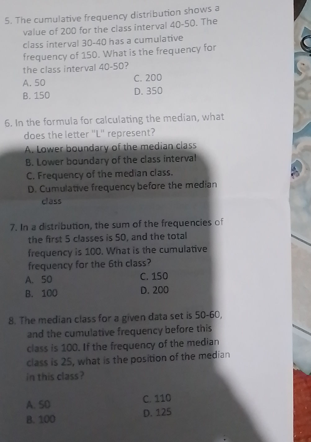 5. The cumulative frequency distribution | StudyX