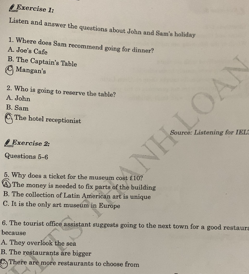 Exercise 1: Listen and answer the questions | StudyX