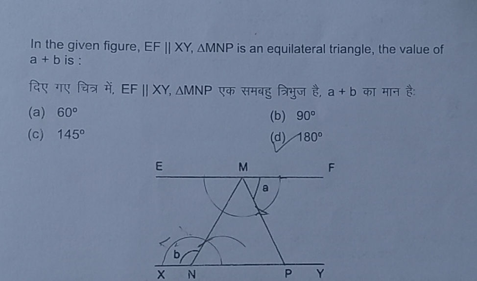 In the given figure, EF || XY, ΔMNP is an | StudyX