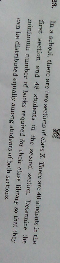 In a school, there are two sections of class
