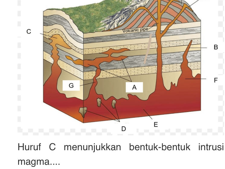 Huruf C menunjukkan bentuk-bentuk intrusi | StudyX
