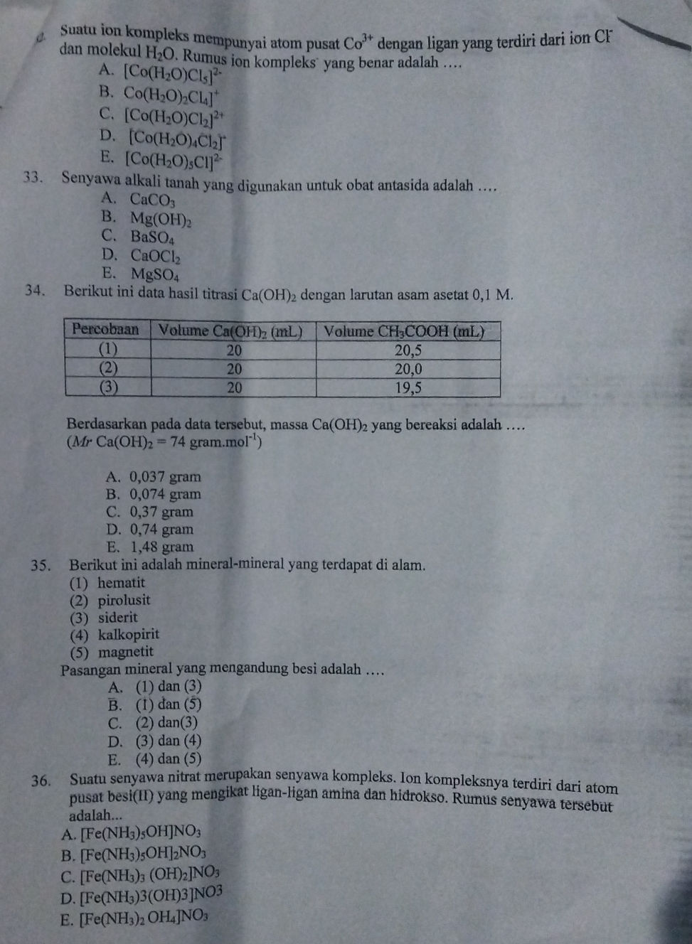 2. Suatu ion kompleks mempunyai atom pusat | StudyX