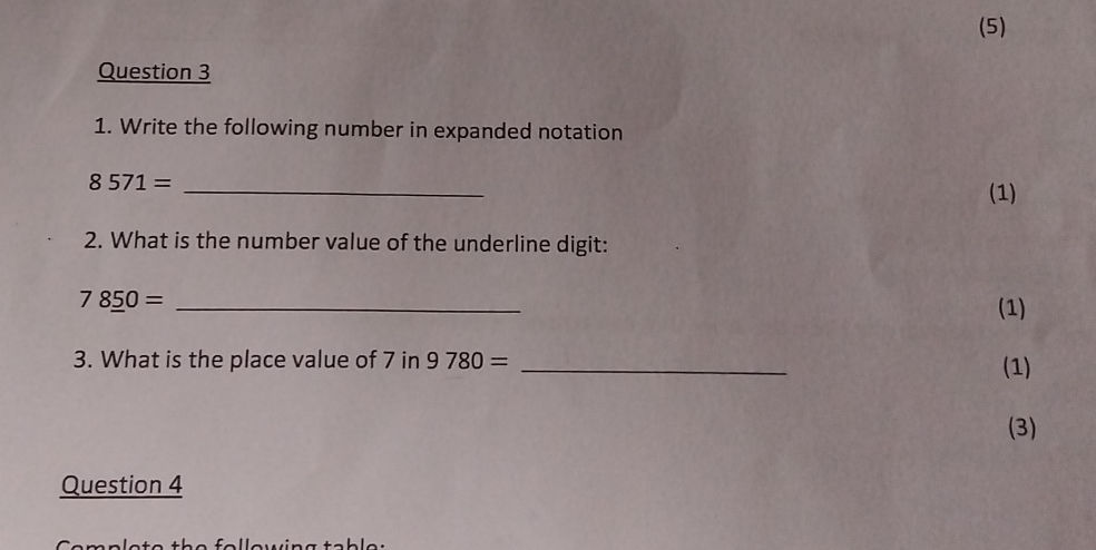 Question 3 1. Write the following number in | StudyX