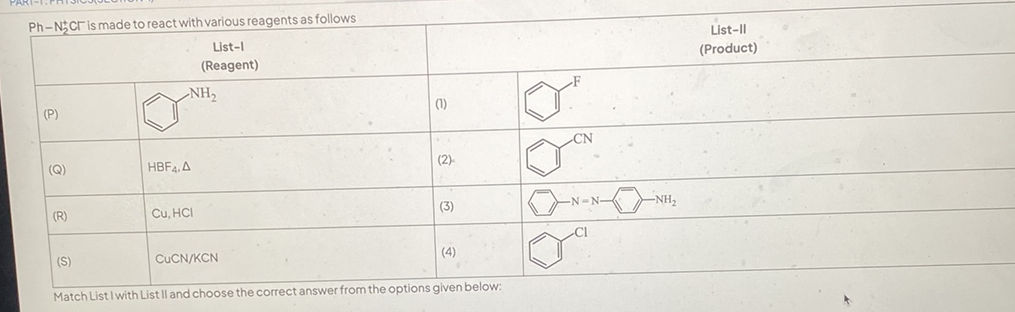 $ {Ph}- {N}_{2}^{+} {Cr}$ is made to react | StudyX