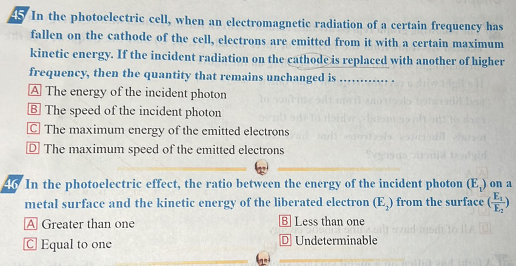 45 In the photoelectric cell, when an | StudyX