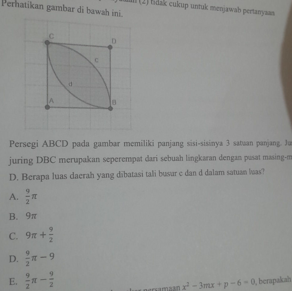Persegi ABCD pada gambar memiliki panjang | StudyX