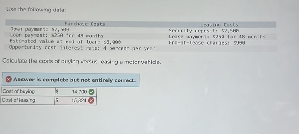 Use the following data: | Purchase Costs | | StudyX