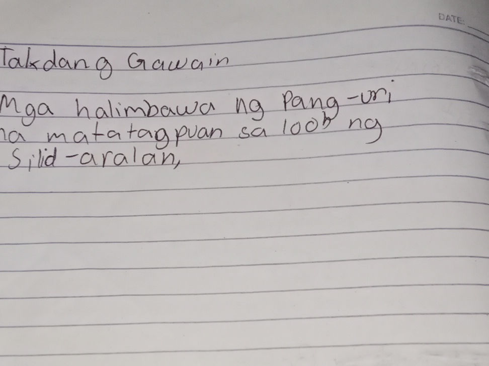 Takdang Gawain Mga halimbawa ng Pang-uri na | StudyX