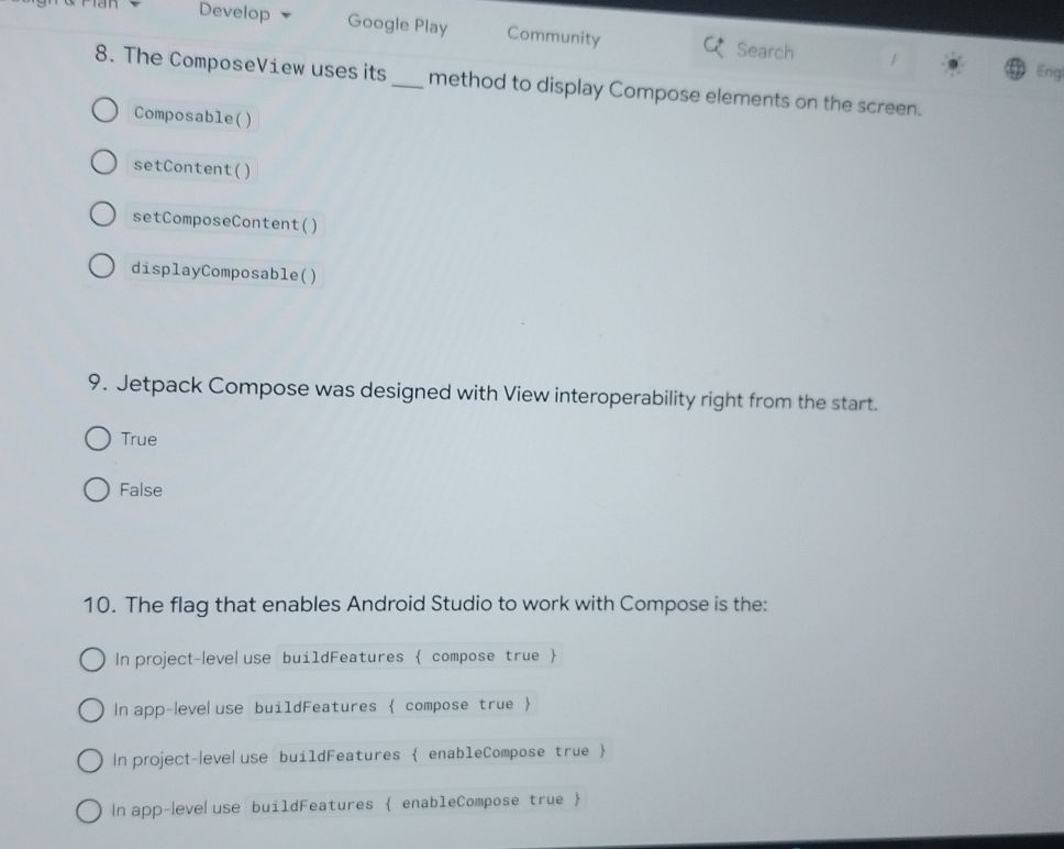 8. The ComposeView uses its ____ method to | StudyX