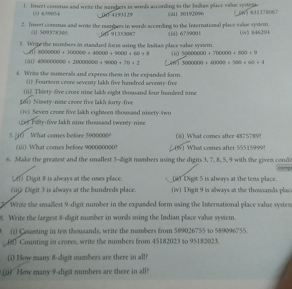 1. Insert commas and write the numbers in | StudyX