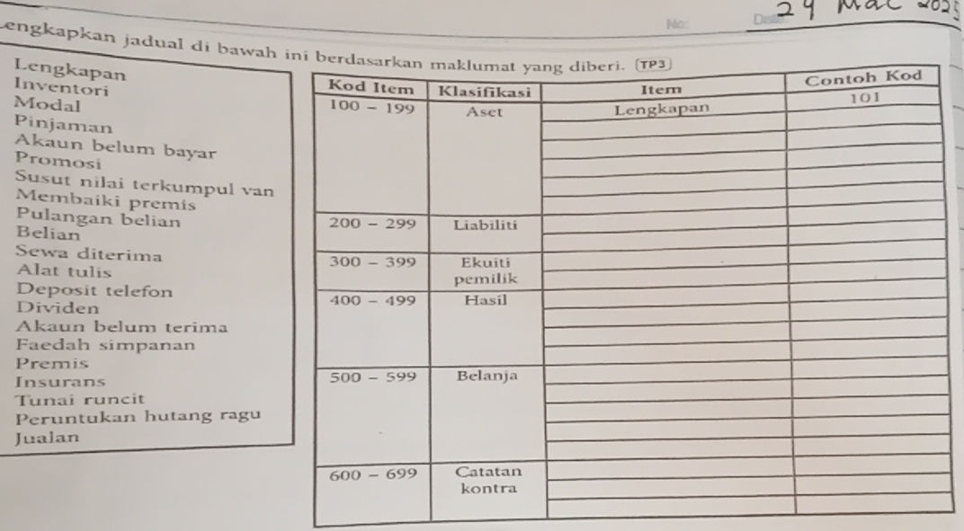 Lengkapkan jadual di bawah ini berdasarkan | StudyX