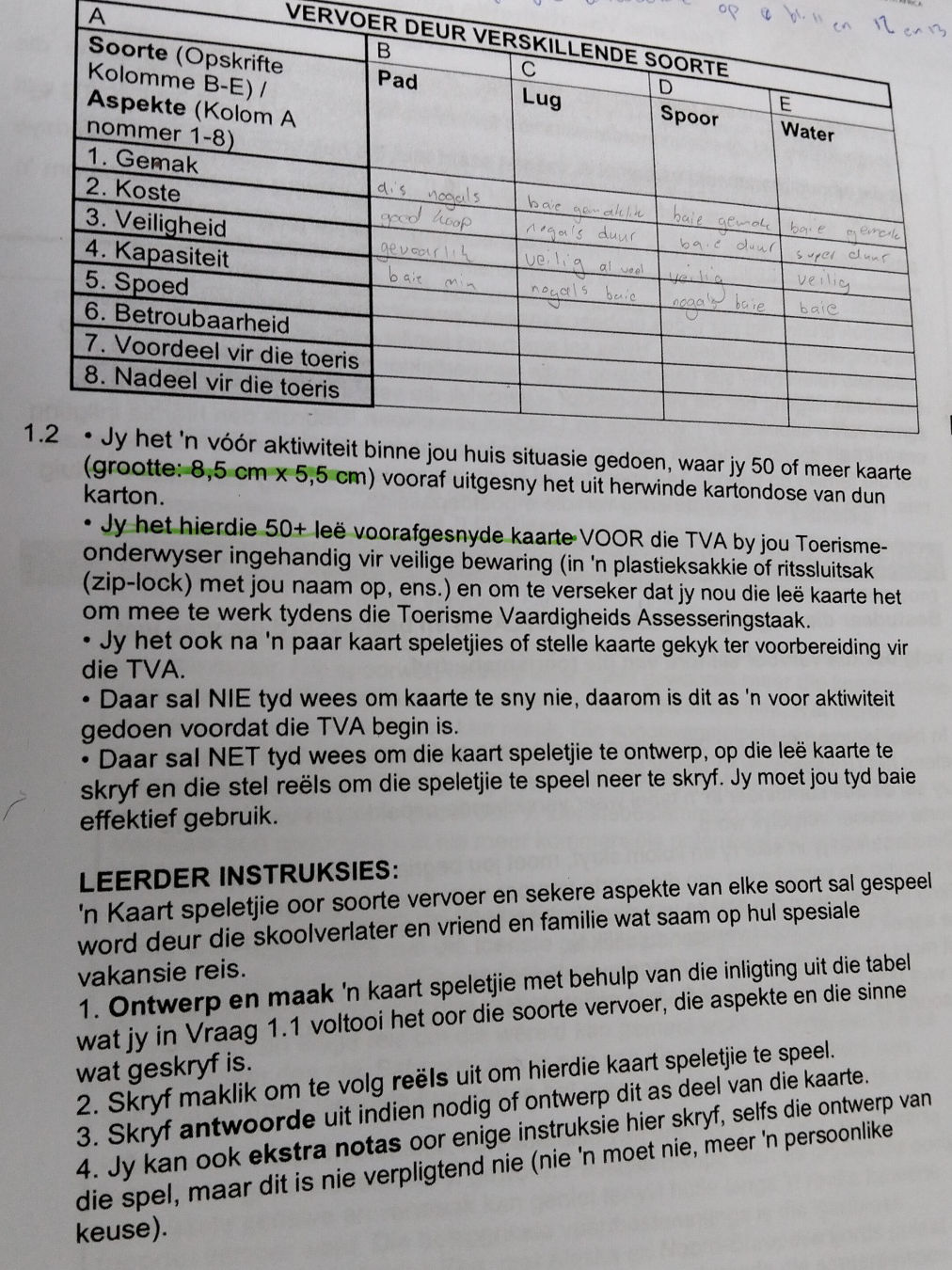 ## VERVOER DEUR VERSKILLENDE SOORTE | | StudyX