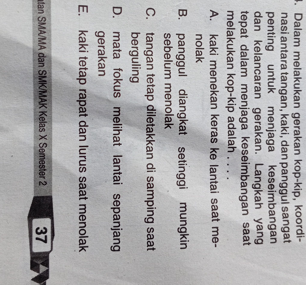 1. Dalam melakukan gerakan kop-kip, | StudyX