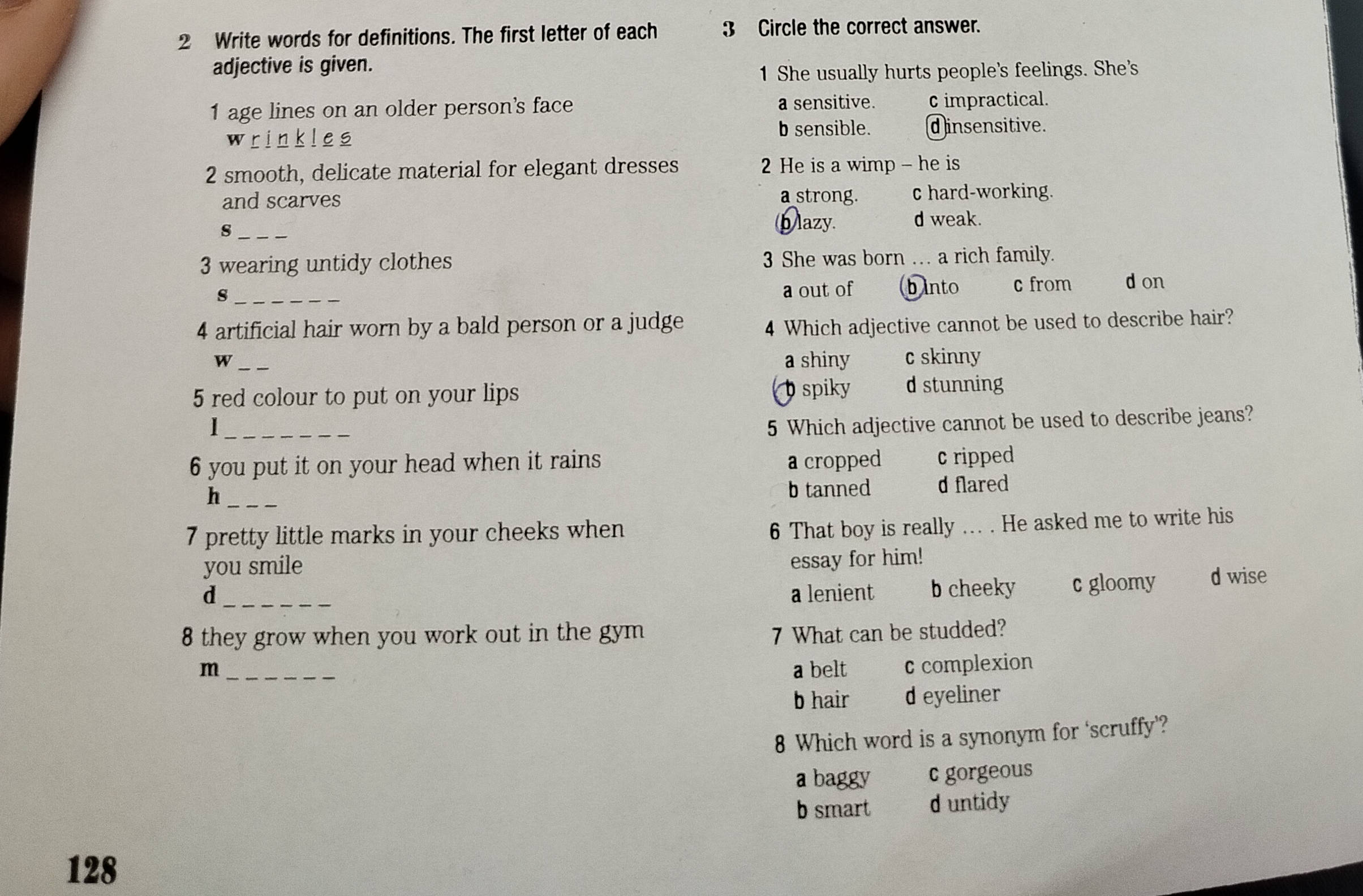 2 Write words for definitions. The first | StudyX