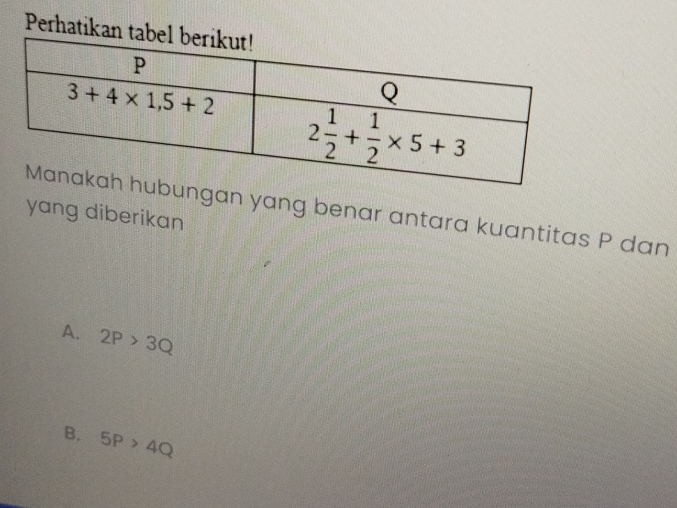 Perhatikan tabel berikut! | P | Q | | StudyX