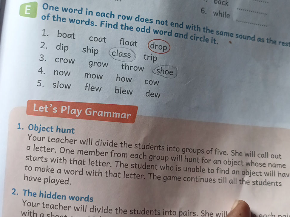 One word in each row does not end with the | StudyX