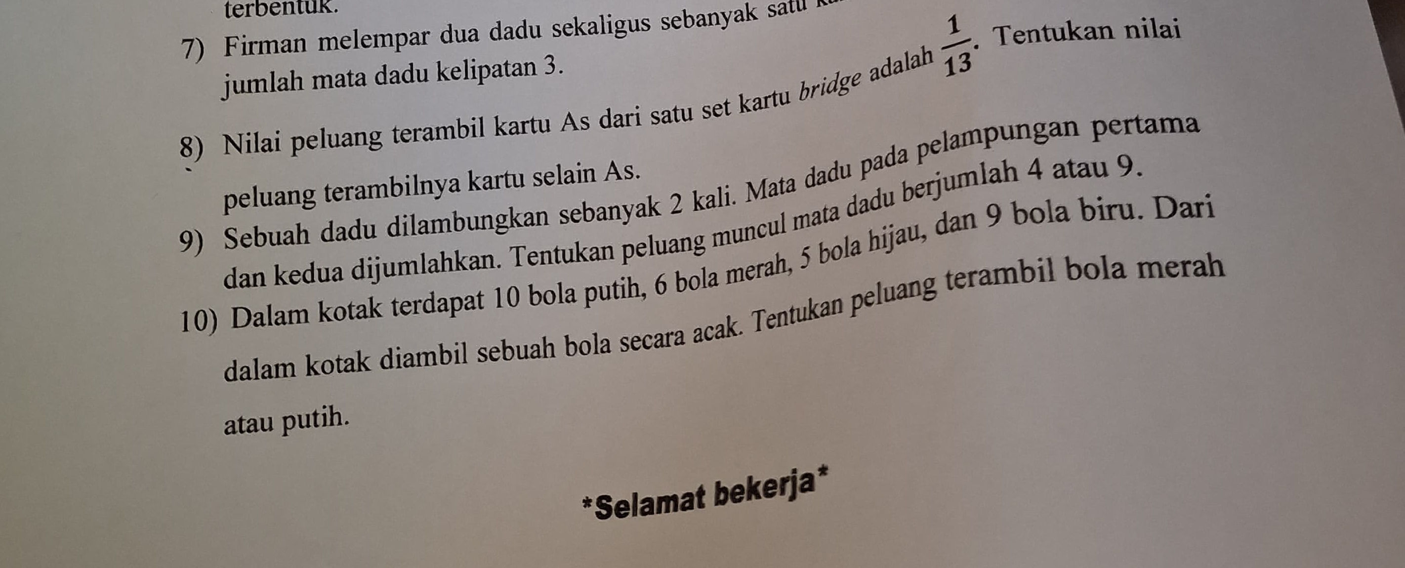 7) Firman melempar dua dadu sekaligus | StudyX