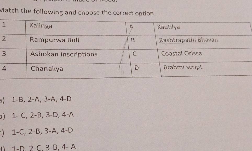 Match the following and choose the correct | StudyX